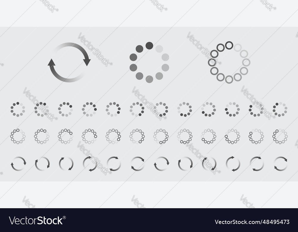 Circular loading buffering icons set Royalty Free Vector