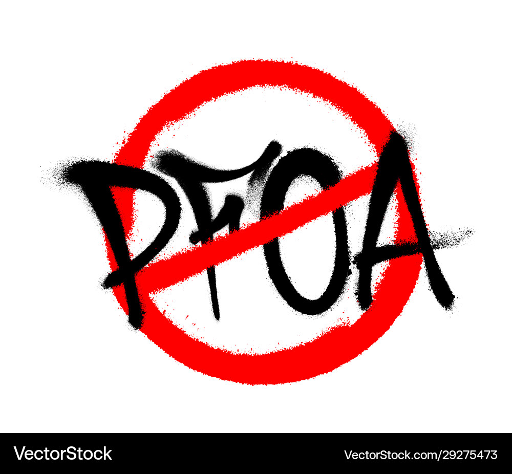 Crossed out pfoa icon drawn spray Royalty Free Vector Image