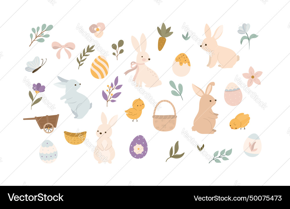Easter clipart set Royalty Free Vector Image - VectorStock
