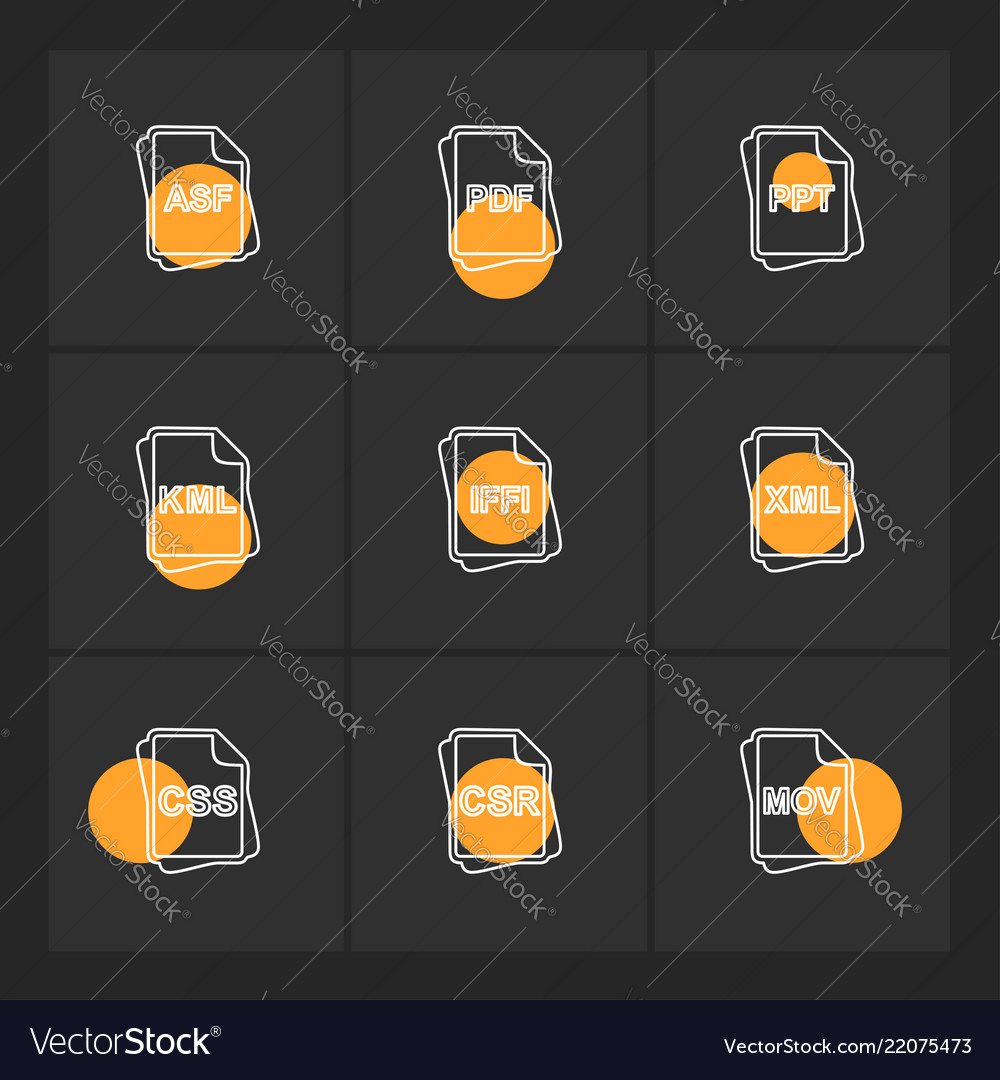 File type files documents eps icons set Royalty Free Vector