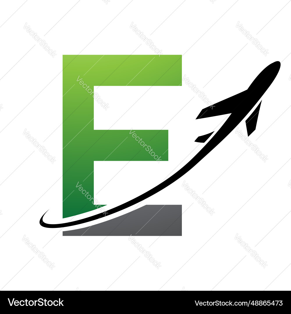 Green and black uppercase letter e icon Royalty Free Vector