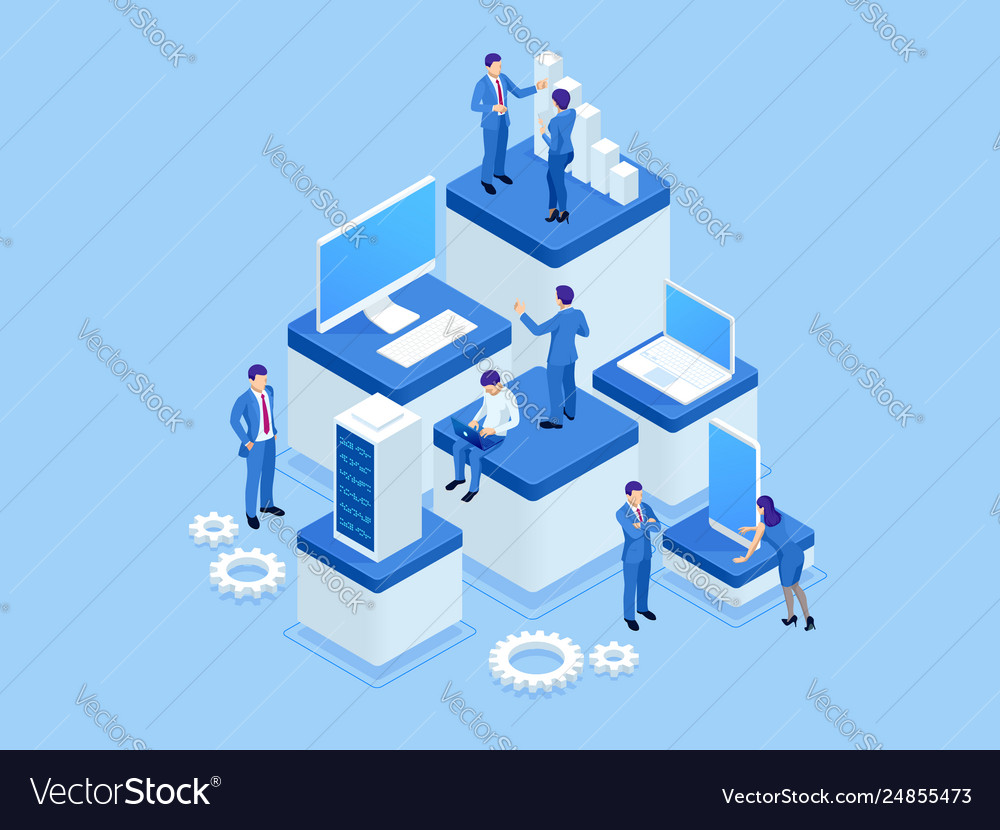 Isometric web banner data analisis and statistics Vector Image