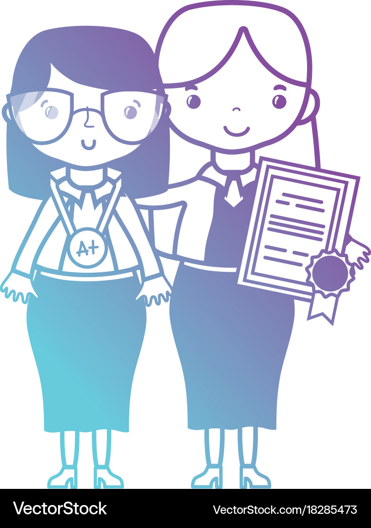 Line teacher with student to class education Vector Image