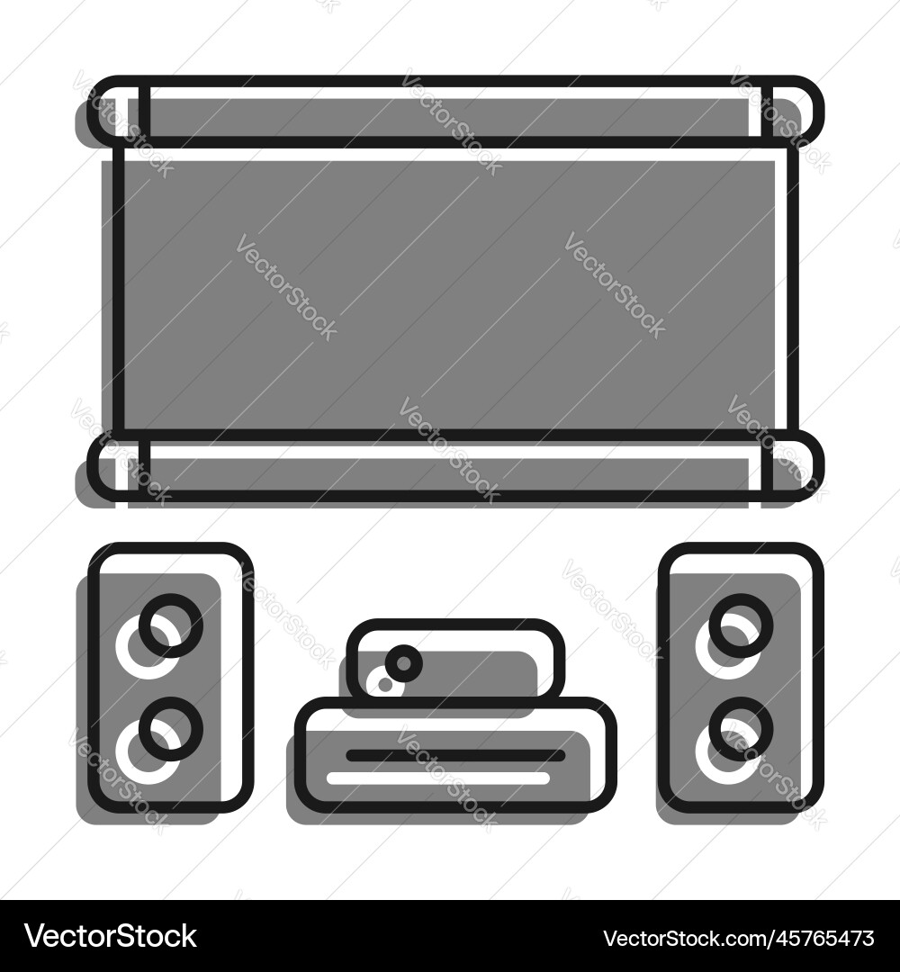 Linear icon home theater with speakers Royalty Free Vector