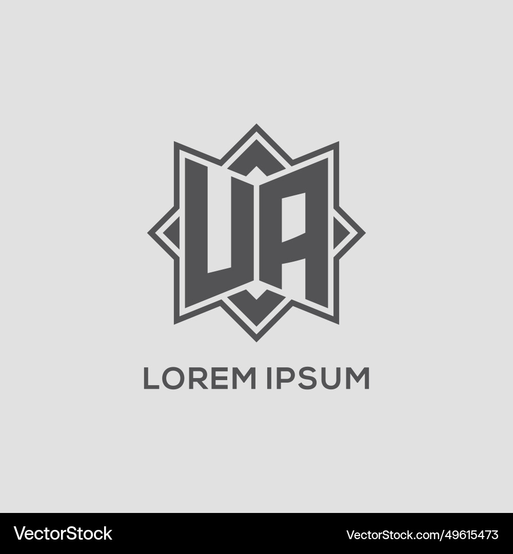 Monogram ua logo with eight point star style Vector Image