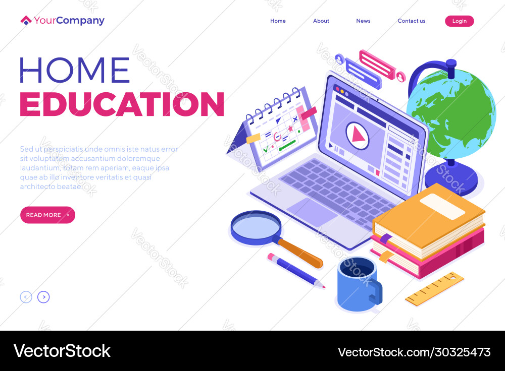 Online distance education from home Royalty Free Vector