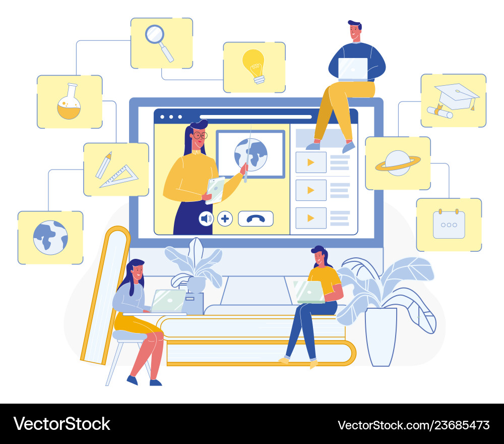 Online teacher professional home learn education Vector Image