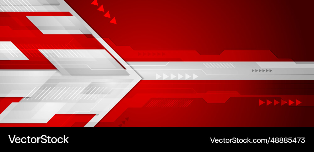 Red and grey abstract hi-tech geometric banner Vector Image