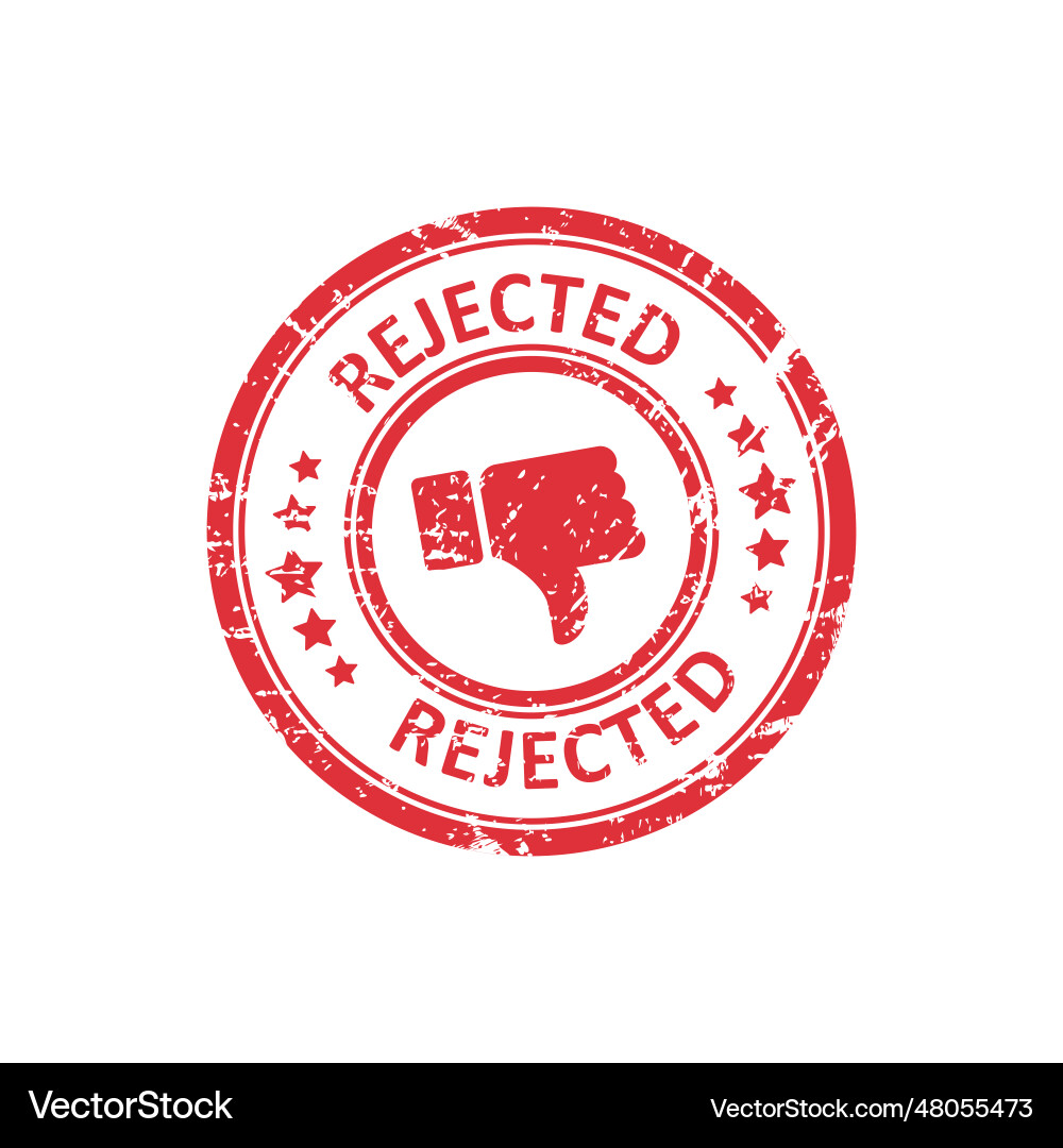 Red rejected stamp with grunge in a flat design Vector Image