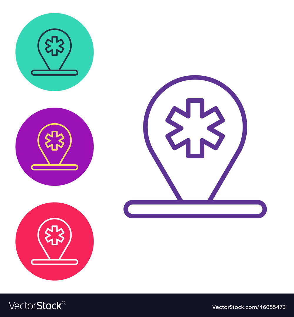 Set line medical map pointer with cross hospital Vector Image Set line medical map pointer with cross hospital Vector Image