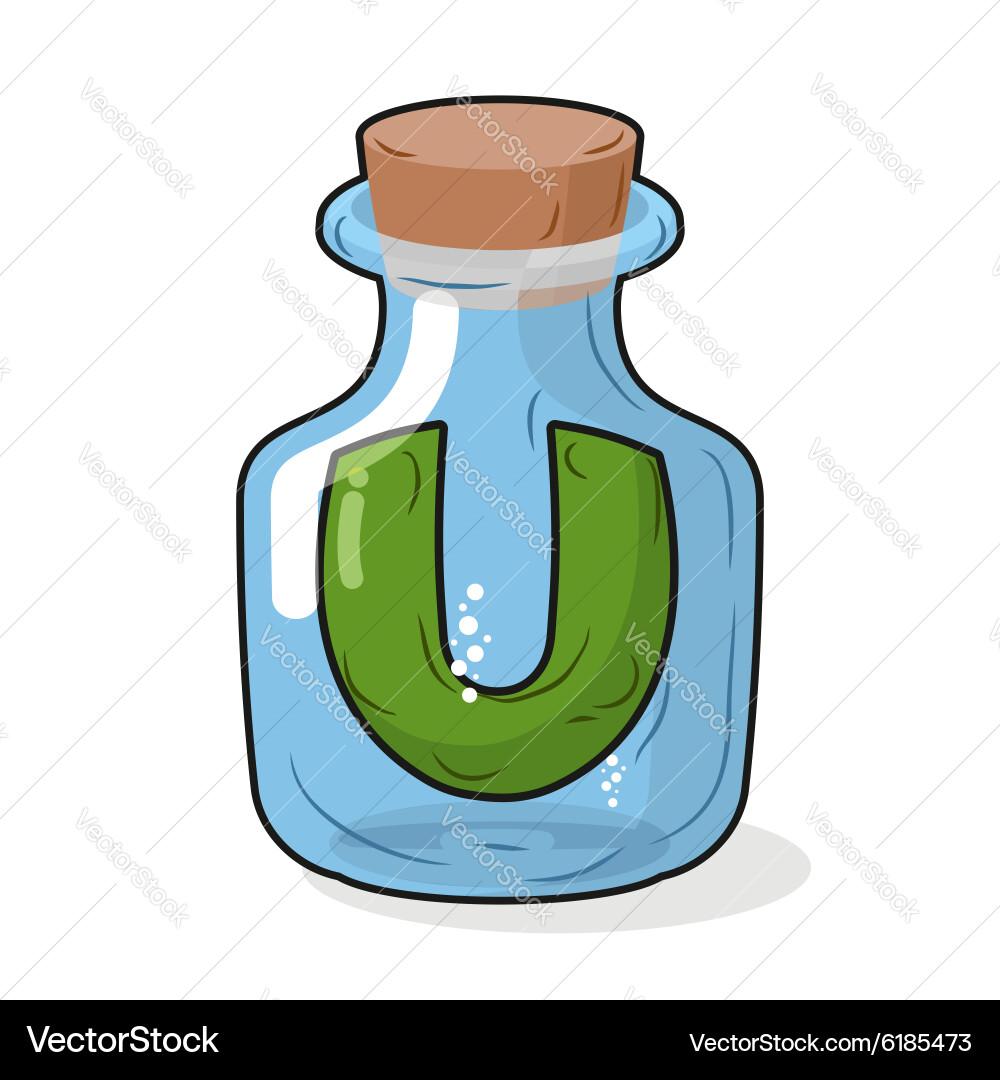 U in scientific laboratory bottle letter Vector Image