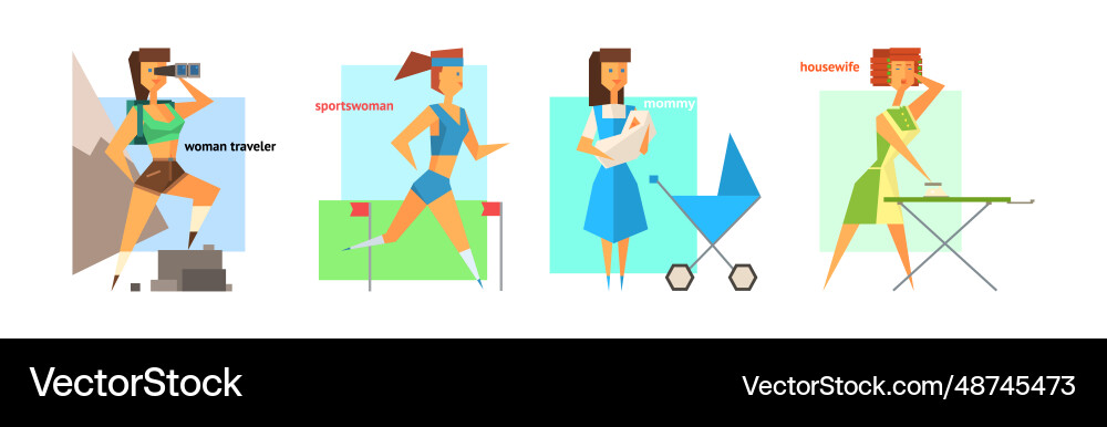 Woman character with different lifestyles Vector Image