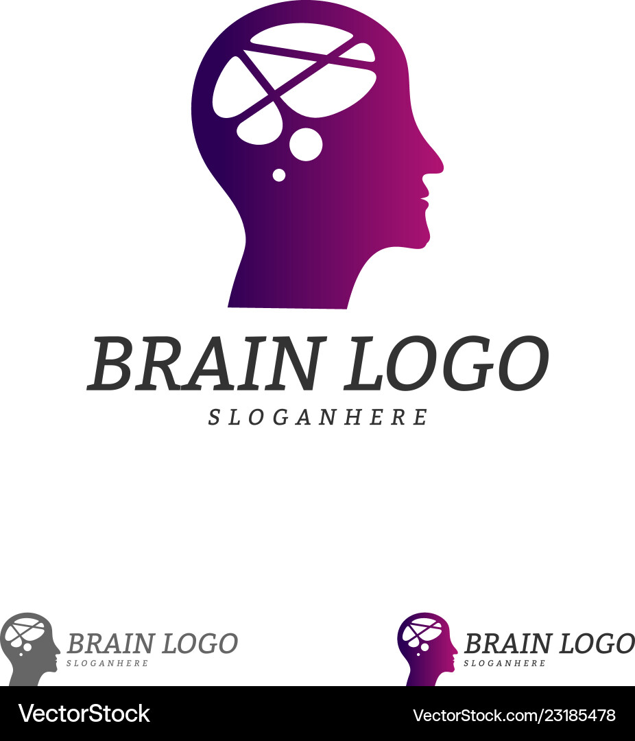 Brain head logo template man people symbols Vector Image