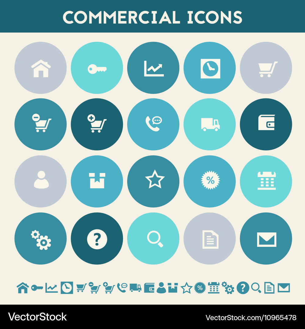 Commercial icons multicolored flat buttons Vector Image