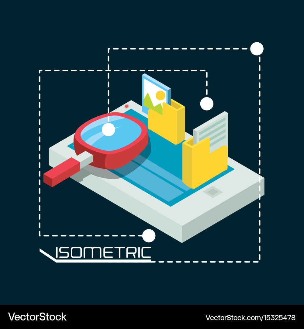 Isometric smartphone with apps options Royalty Free Vector