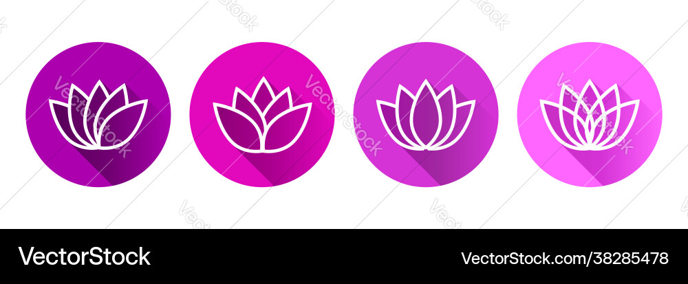 Lotus flower icon set in circle shape flat design Vector Image