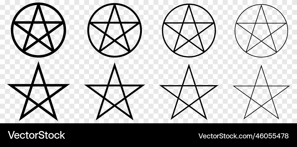 Pentagram icons set esoteric symbols Royalty Free Vector