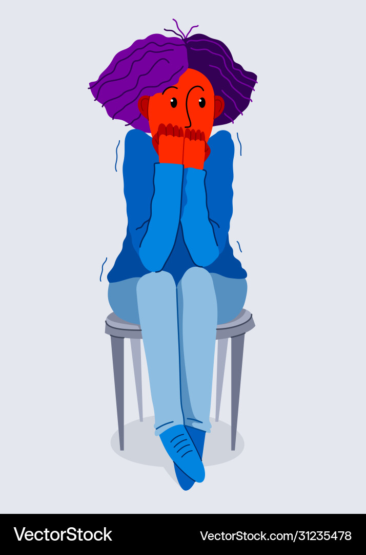 Scared young woman feeling uncomfortable phobia Vector Image