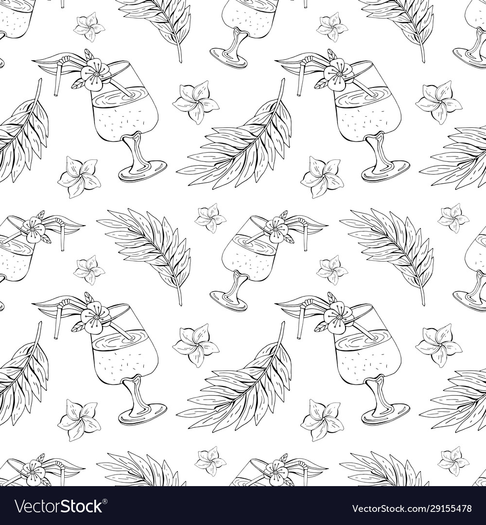 Seamless summer pattern in black and white Vector Image