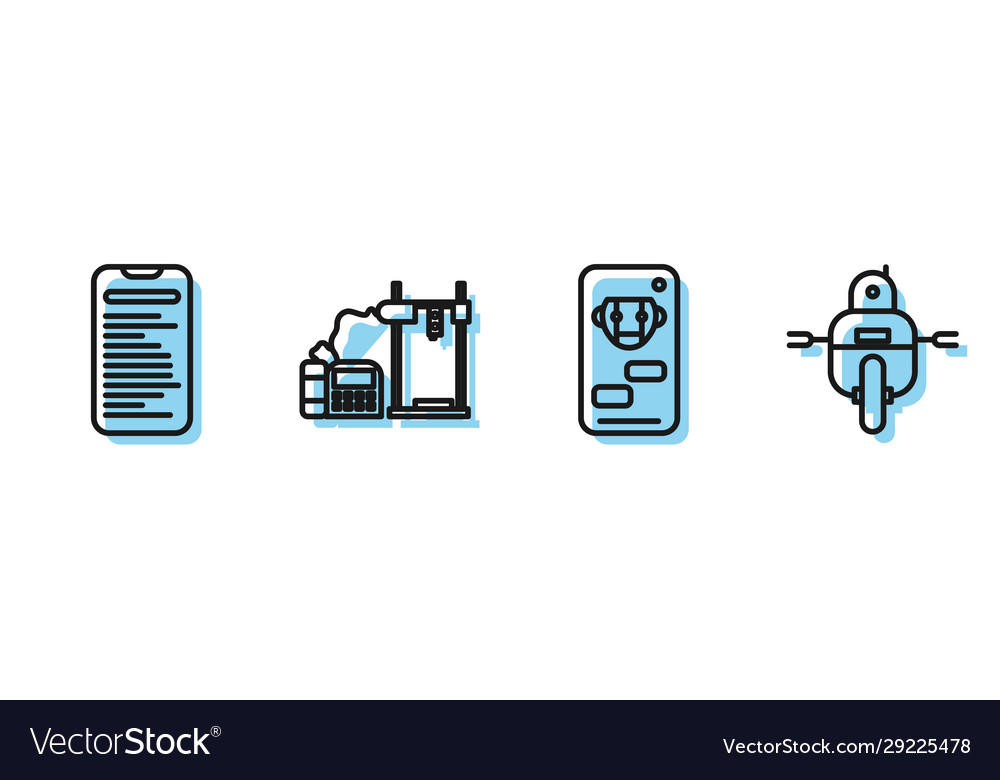 Set line bot computer api interface 3d printer Vector Image Set line bot computer api interface 3d printer Vector Image