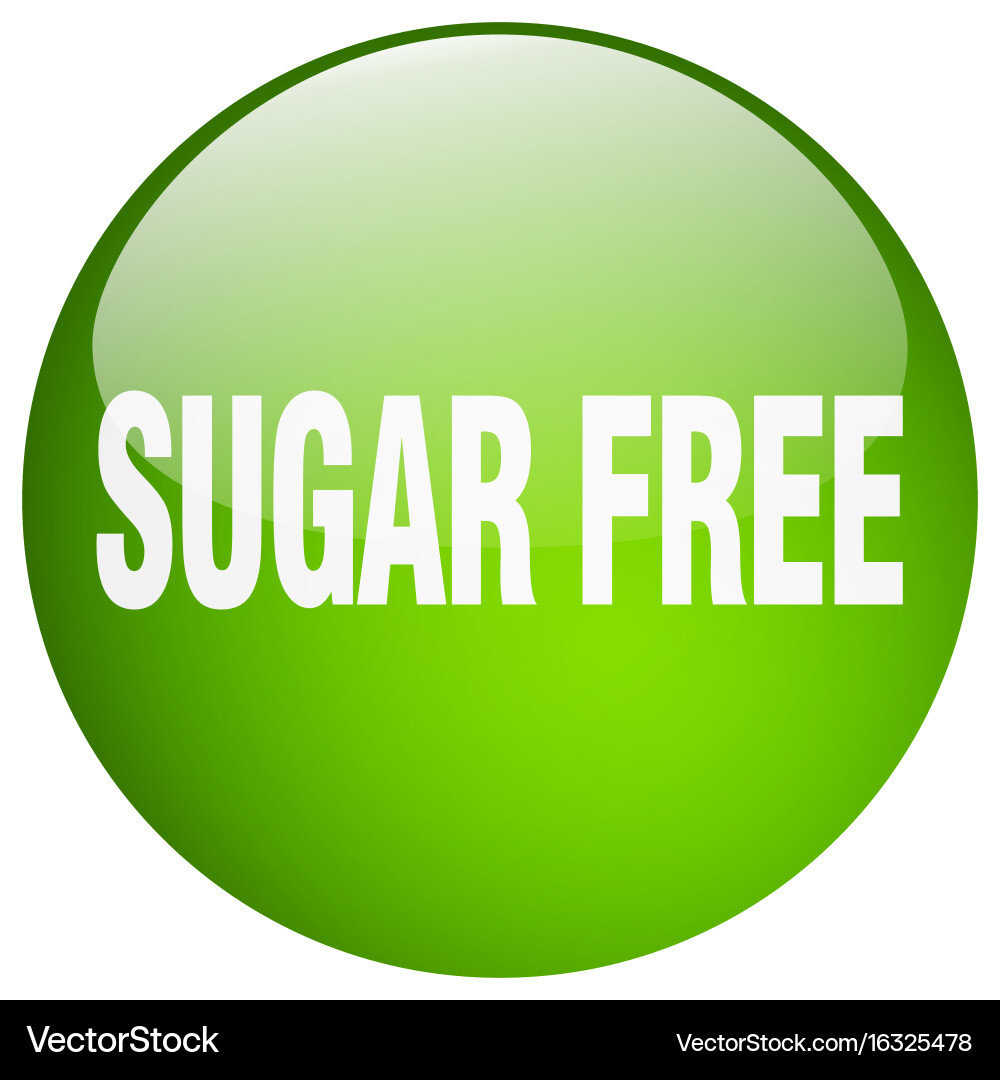 Sugar free green round gel isolated push button Vector Image