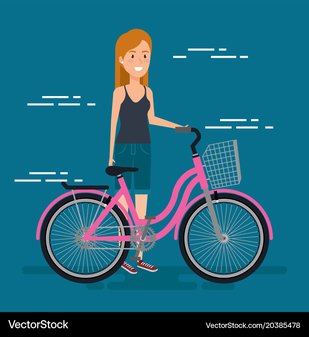 Young woman with bicycle Royalty Free Vector Image
