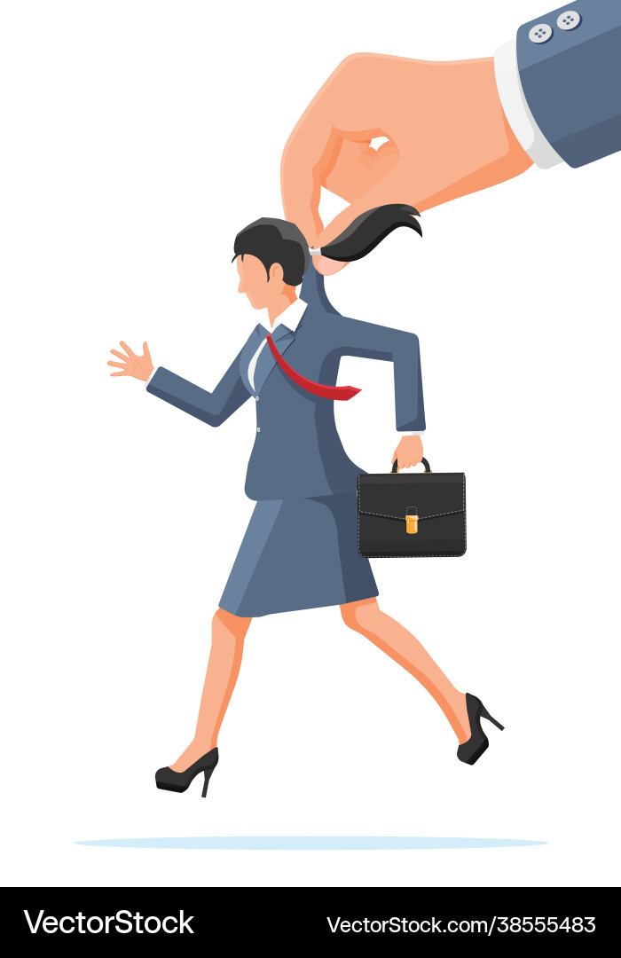 Big hand using businesswoman for control Vector Image