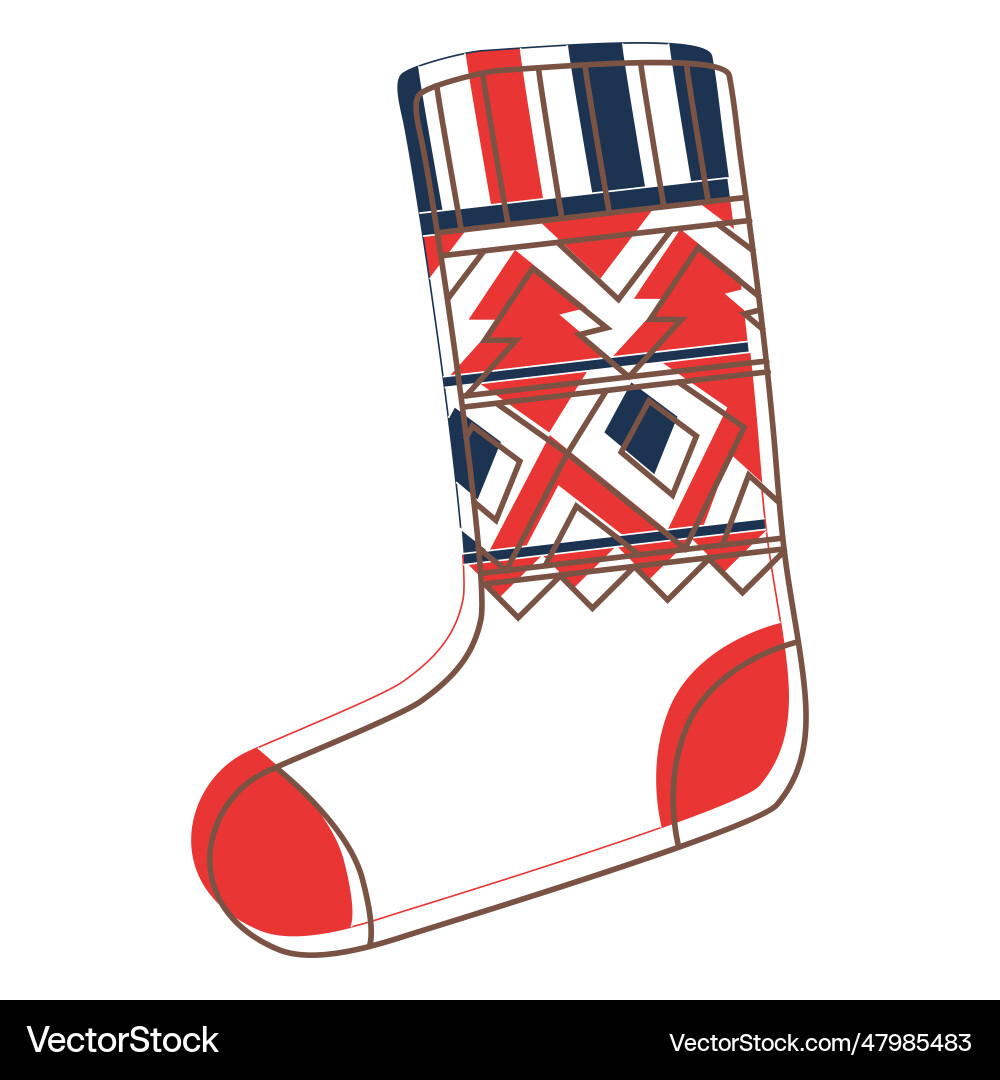 Christmas stocking cartoon icon 64 Royalty Free Vector Image