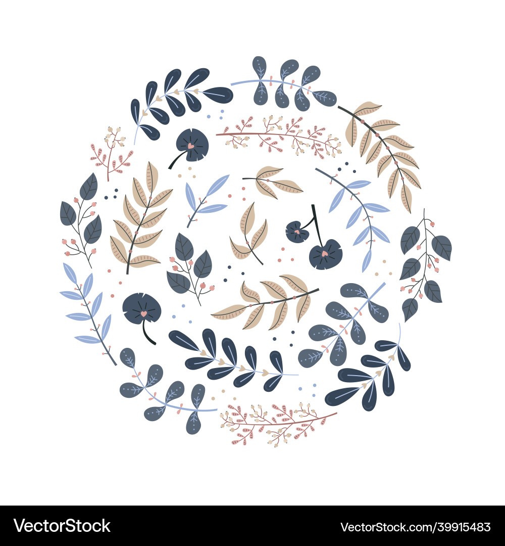 Floral in a round shape botanical Royalty Free Vector Image