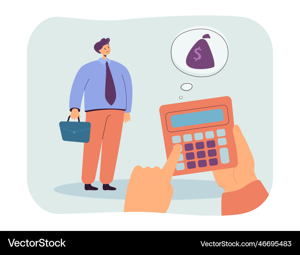 Happy office worker and hands counting money Vector Image