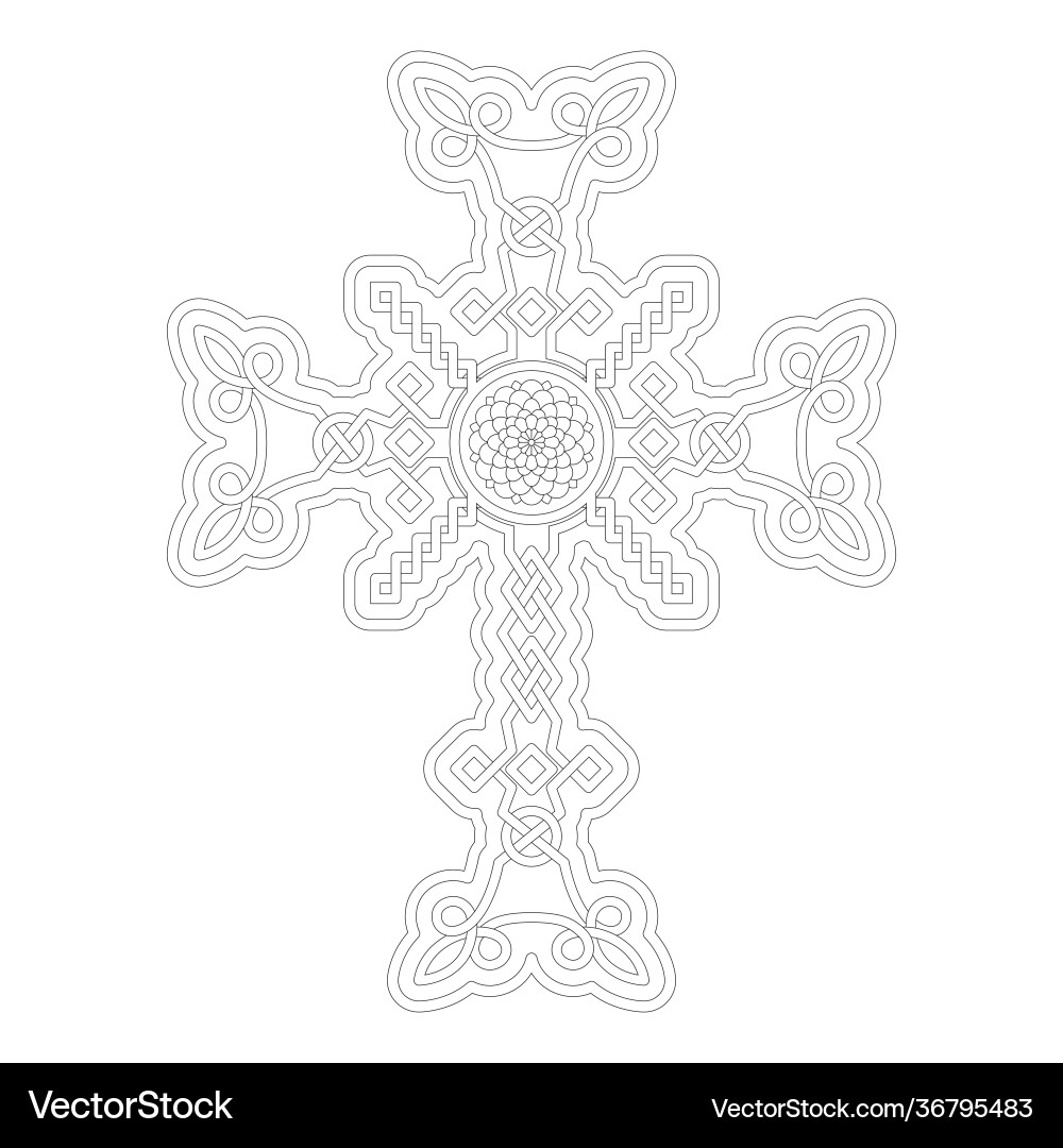Icon with ancient armenian symbol khachkar Vector Image