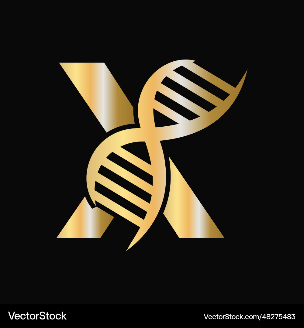 Letter x dna logo design concept with cell Vector Image