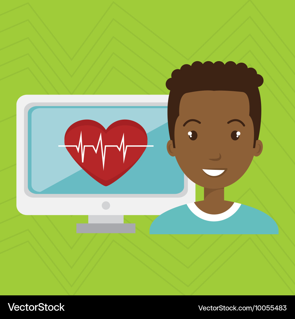 Man cardiology screen technology Royalty Free Vector Image