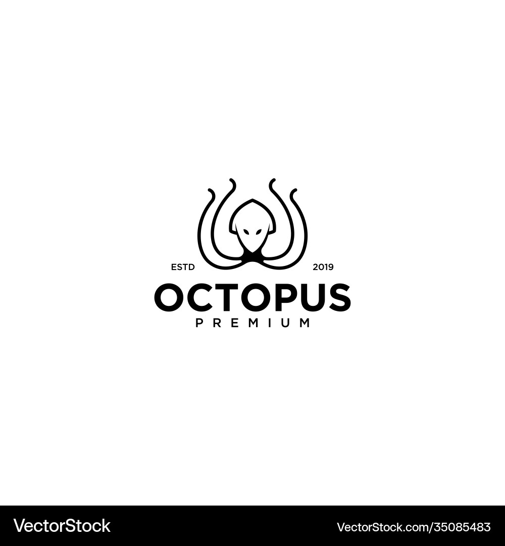 Octopus logo line outline monoline art icon Vector Image