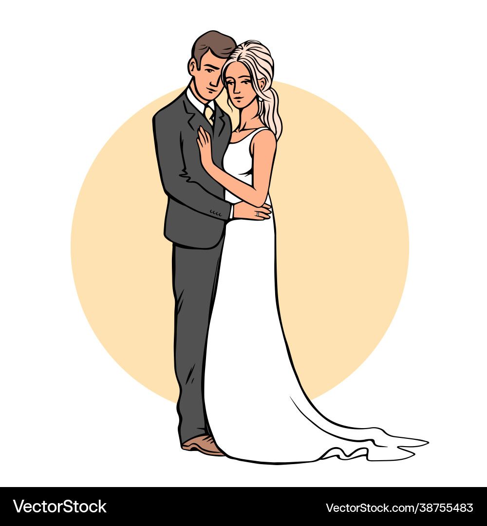 Portrait bride and groom Royalty Free Vector Image