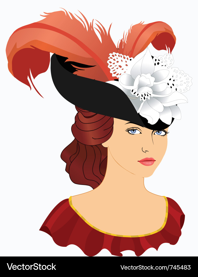 Portrait young lady in hat Royalty Free Vector Image