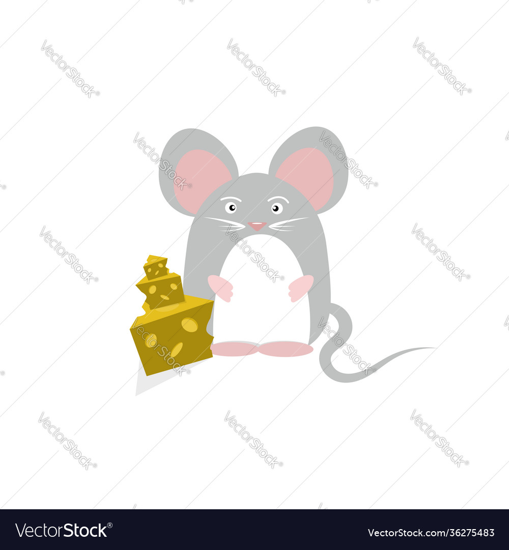 Rat and cheese cartoon character isolated Vector Image