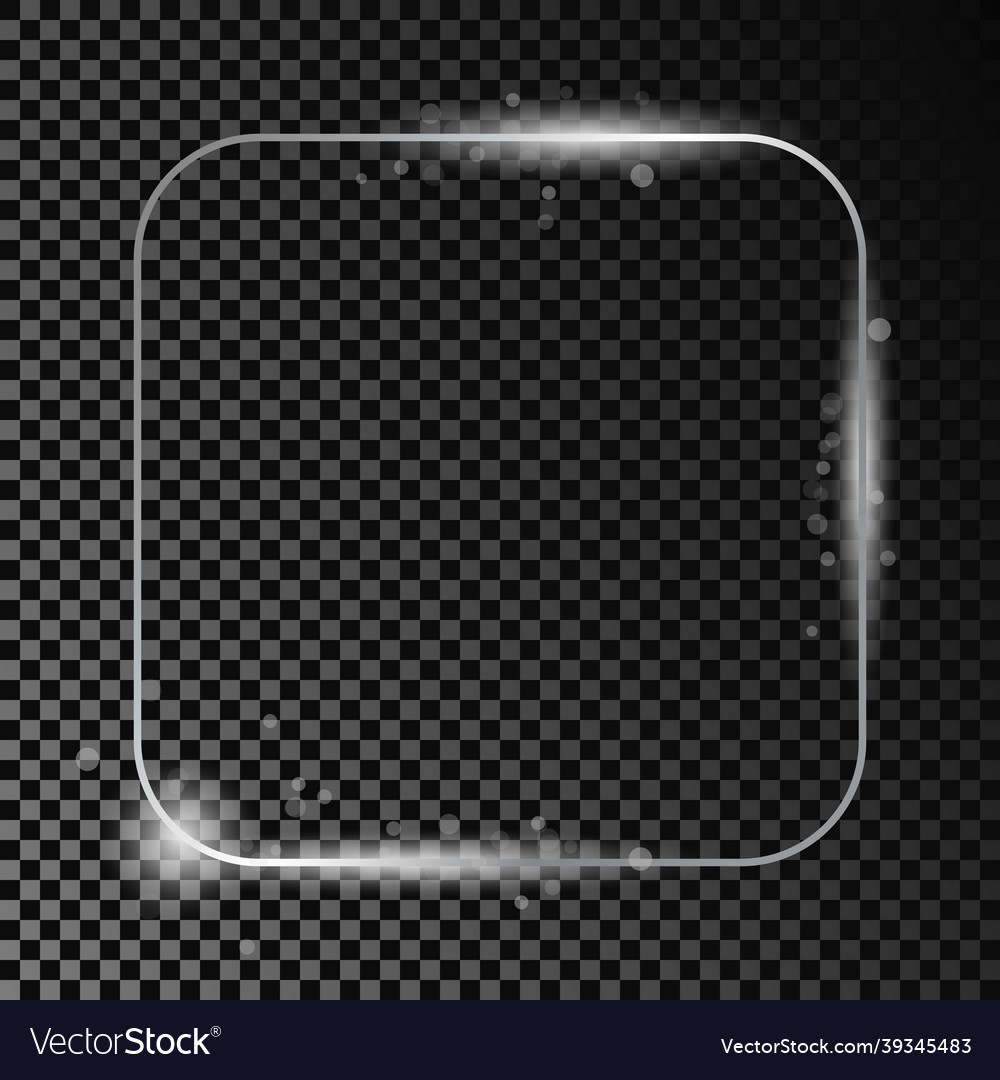 Silver glowing rounded square frame with sparkles Vector Image