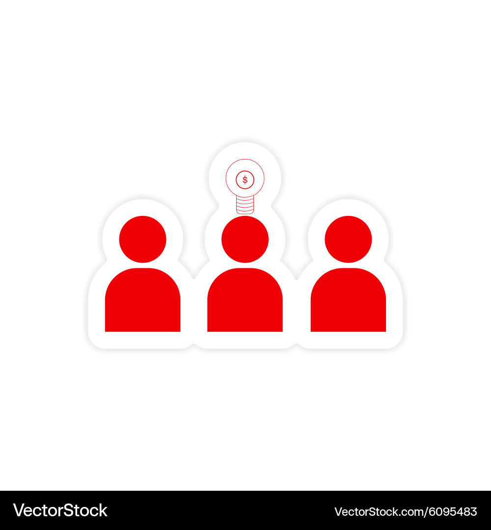 Stylish sticker on paper group people and light Vector Image