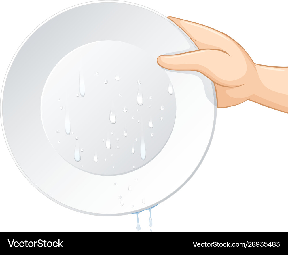 White plate with drops water on white Royalty Free Vector