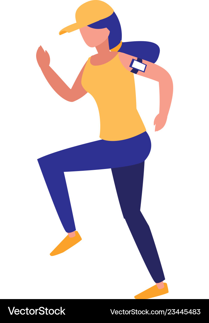 Young woman running character Royalty Free Vector Image
