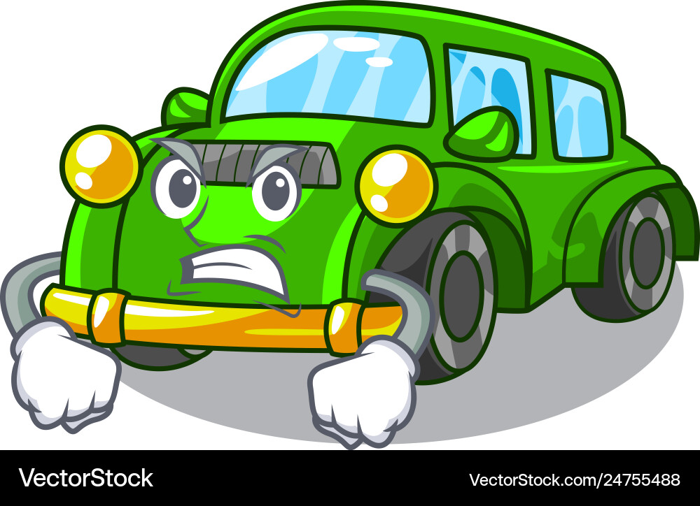 Angry classic car in shape mascot Royalty Free Vector Image