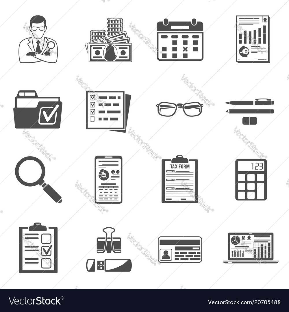 Auditing tax accounting icons set Royalty Free Vector Image Auditing tax accounting icons set Royalty Free Vector Image
