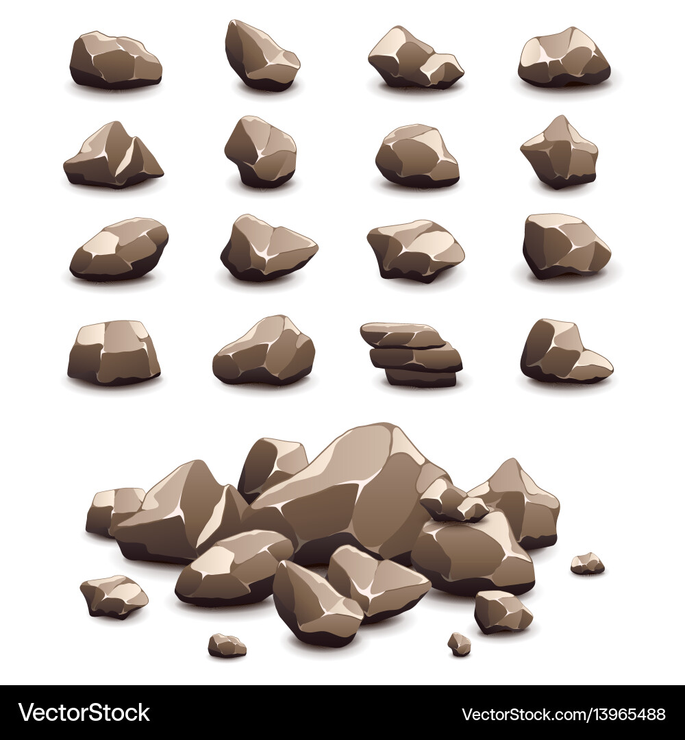 Cartoon stones icons set Royalty Free Vector Image