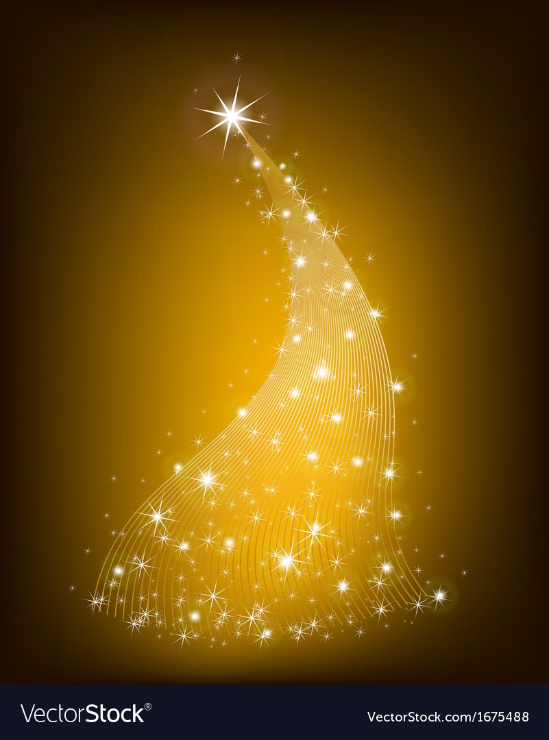 Christmas gold tree with stars Royalty Free Vector Image