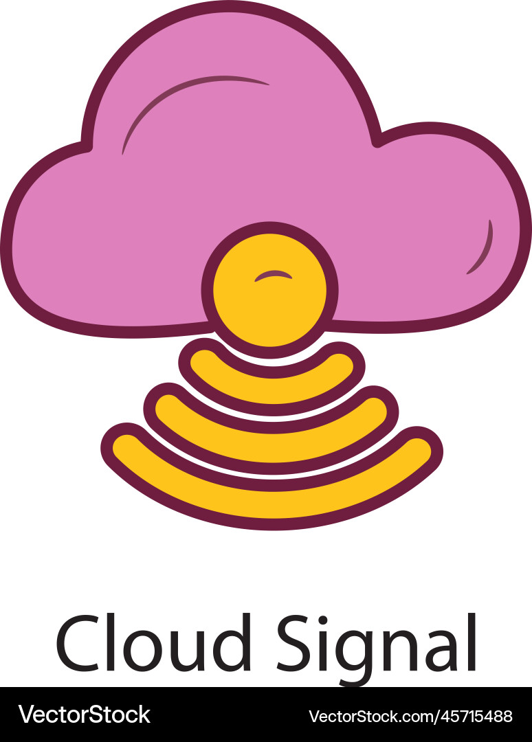 Cloud signal fill outline icon design Royalty Free Vector