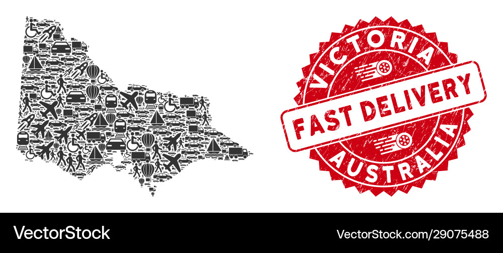 Delivery mosaic australian victoria map Royalty Free Vector