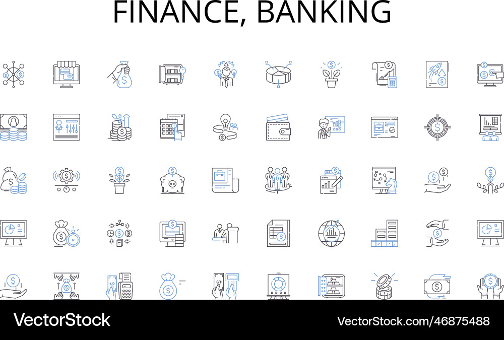 Finance banking line icons collection Royalty Free Vector