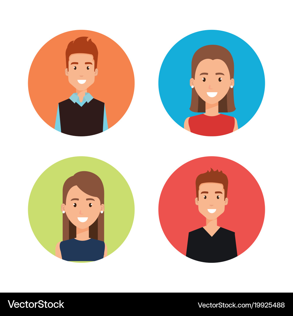 Group of people avatars characters Royalty Free Vector Image