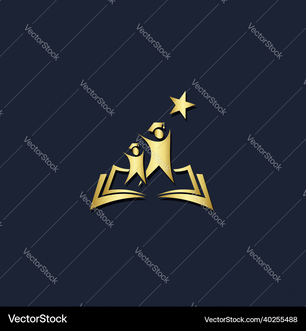 Happy student university education gold logo Vector Image
